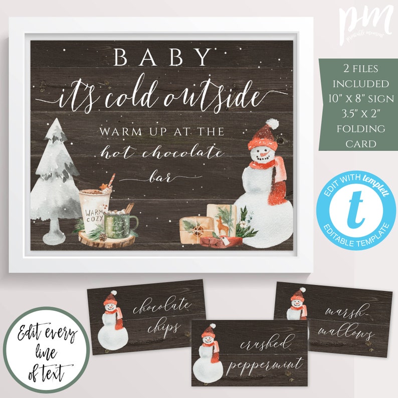 Baby It's Cold Outside Sign Template Set Hot Chocolate - Etsy