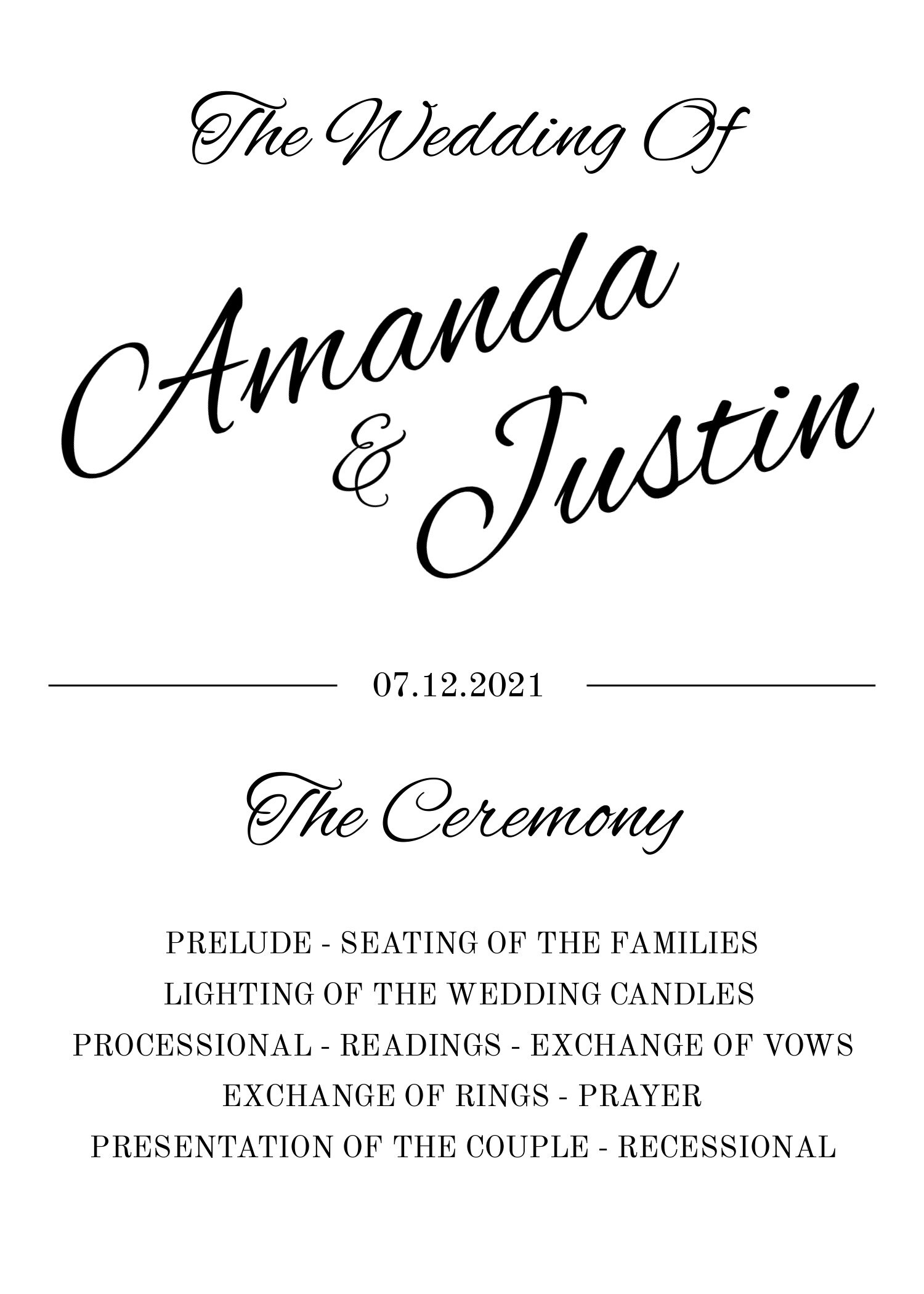 Simple Wedding Program Template Cursive Script Printable - Etsy.de