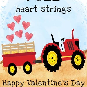 Red Tractor Valentines Day Card Template, Tractor Valentines Cards for ...