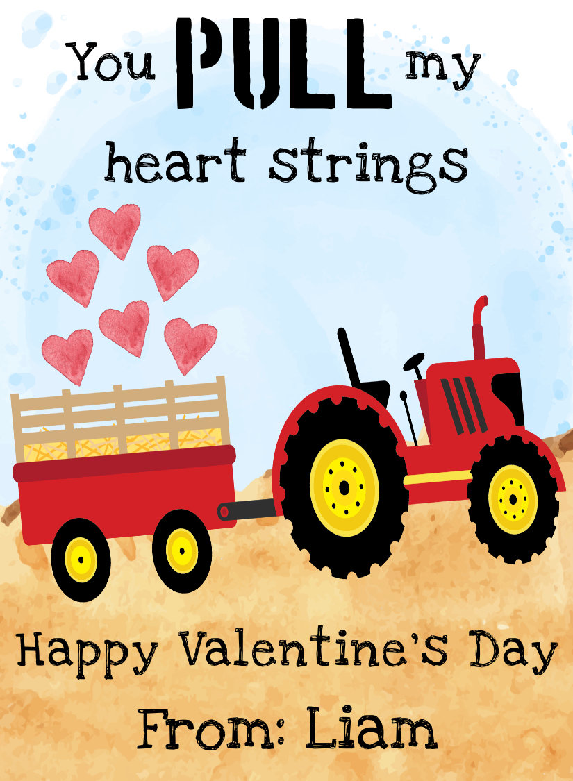 Red Tractor Valentines Day Card Template Tractor Valentines - Etsy ...