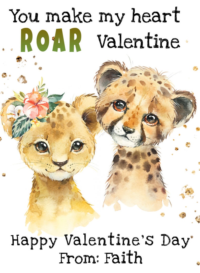 Jungle Valentine Card Template Safari Valentines Cards for - Etsy