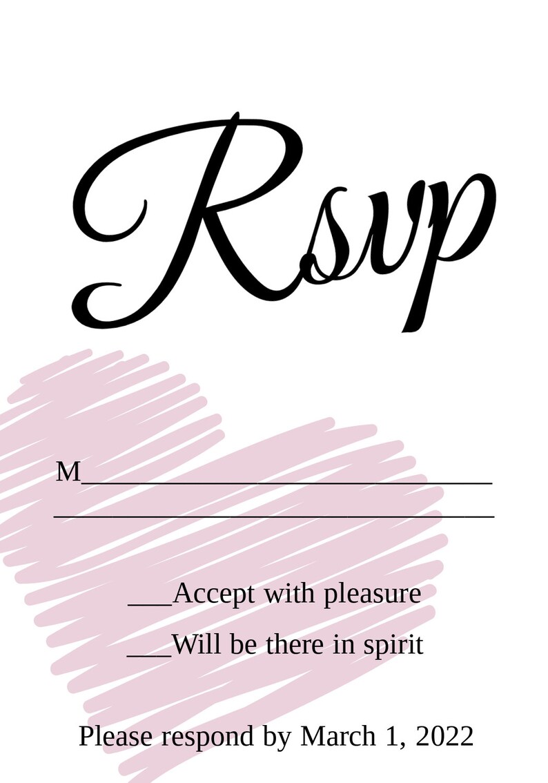 Heart Wedding Invitation Template, Printable Invitation, Instant ...