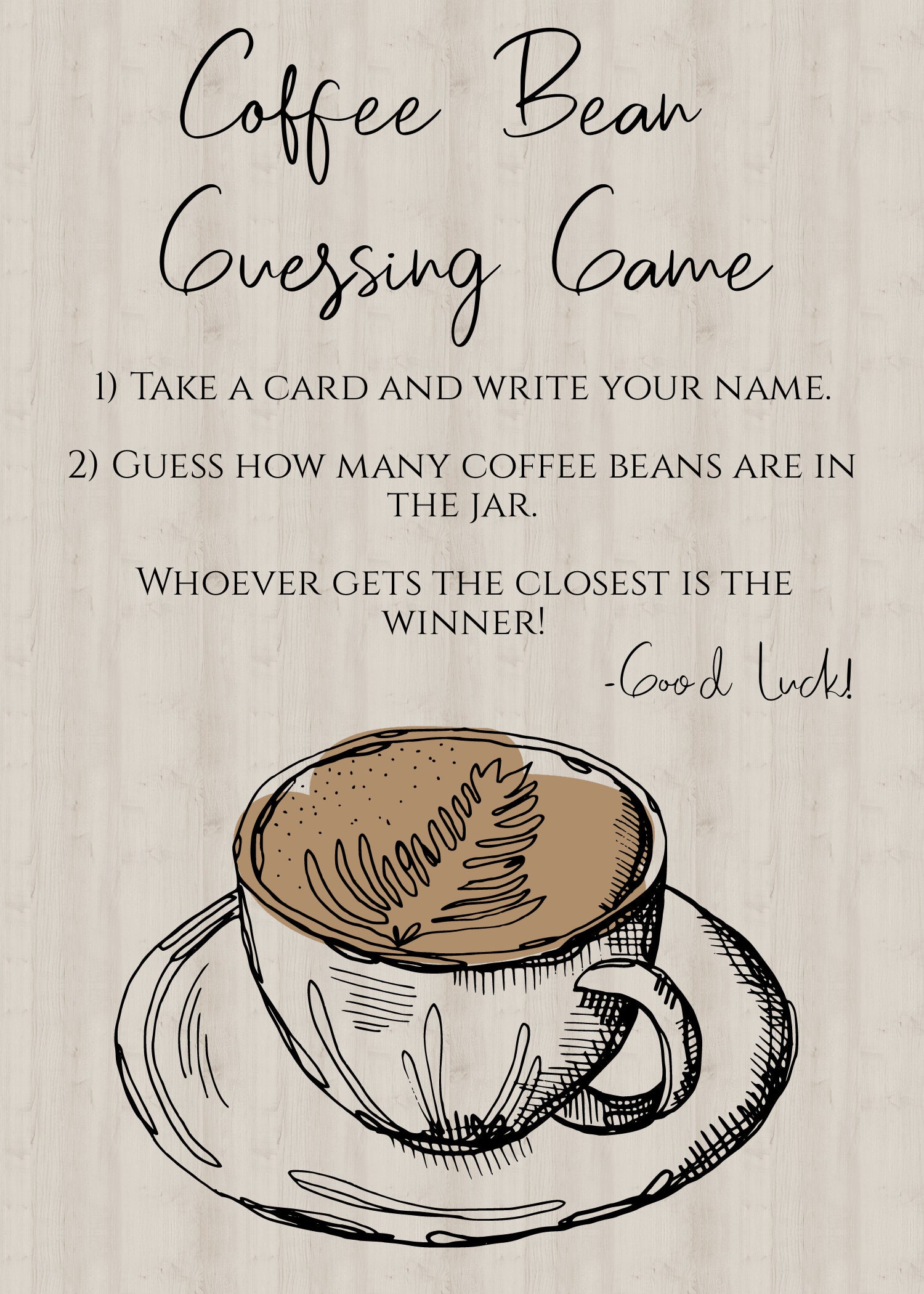 Coffee Bean Guessing Game Template for Baby Shower, Printable Baby ...