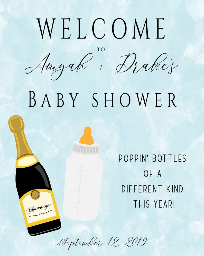 Blue Poppin' Bottles Welcome Sign Template DIY Editable - Etsy