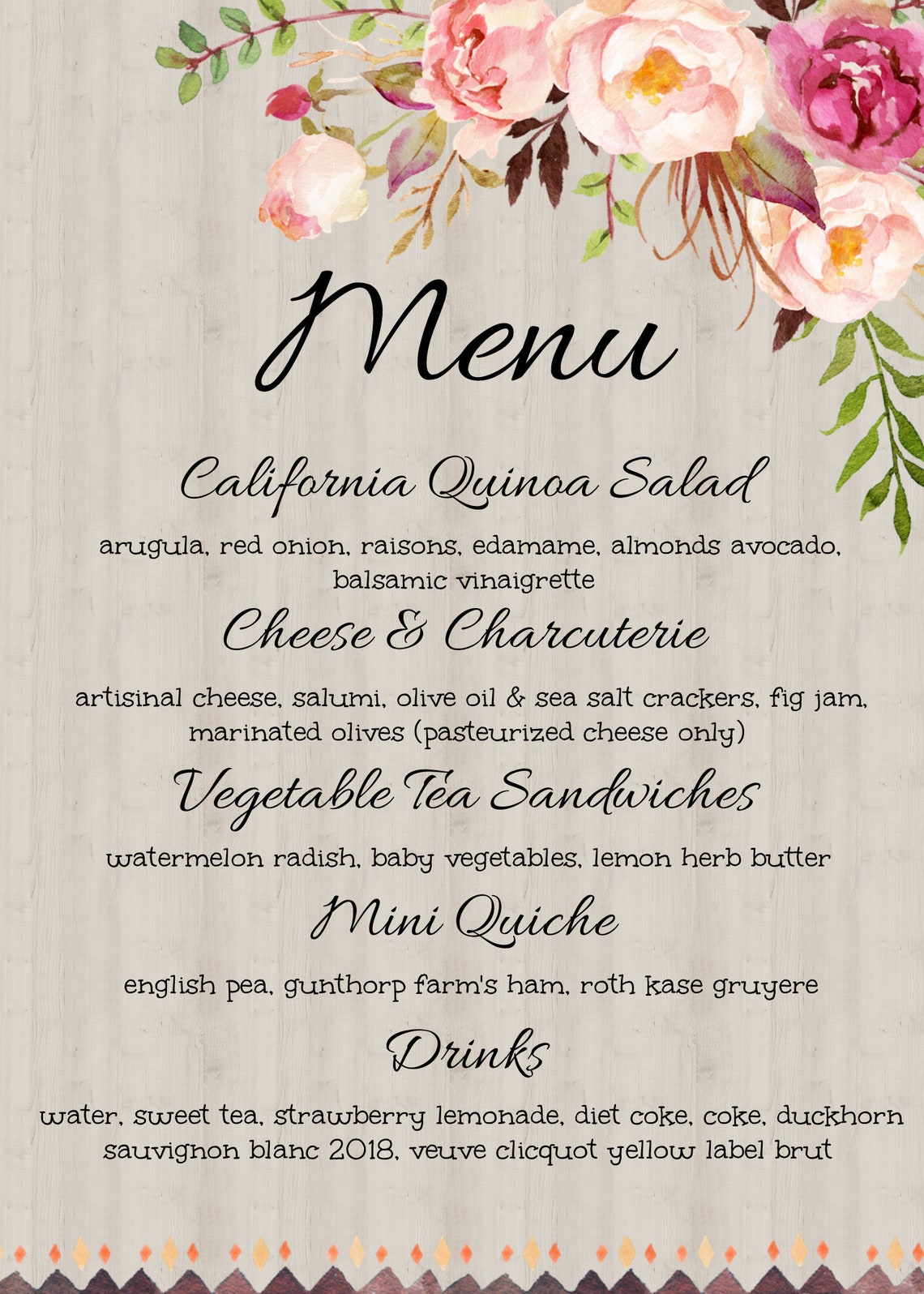 Baptism Menu Template Printable Christening Menu Wedding - Etsy