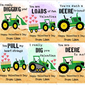 Tractor Valentines Day Card Template, Tractor Valentines Cards for Kids ...