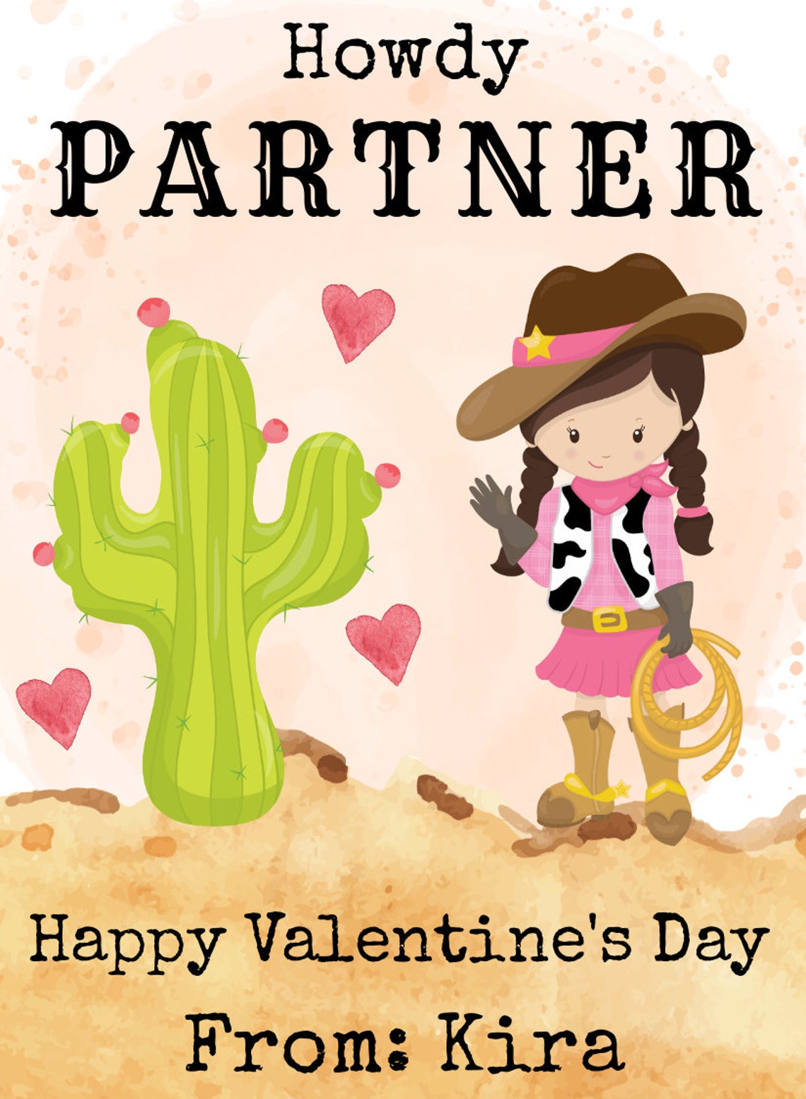 Cowgirl Valentines Day Card Template Western Valentines Cards | Etsy