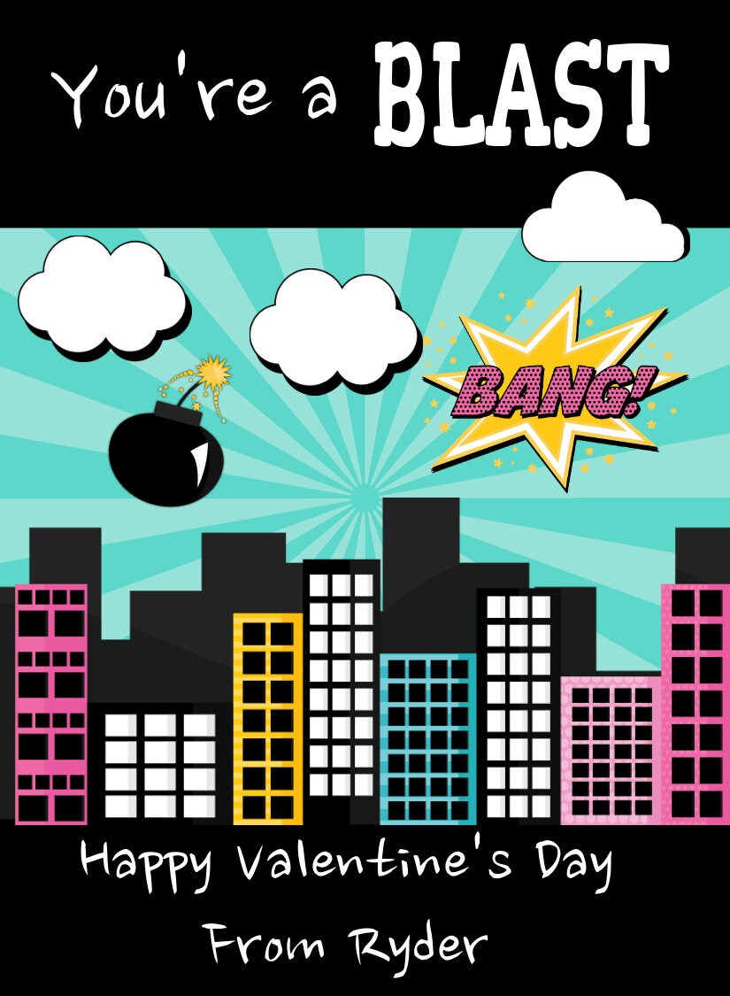 Super Hero Valentines Day Card Template Superhero Valentine - Etsy