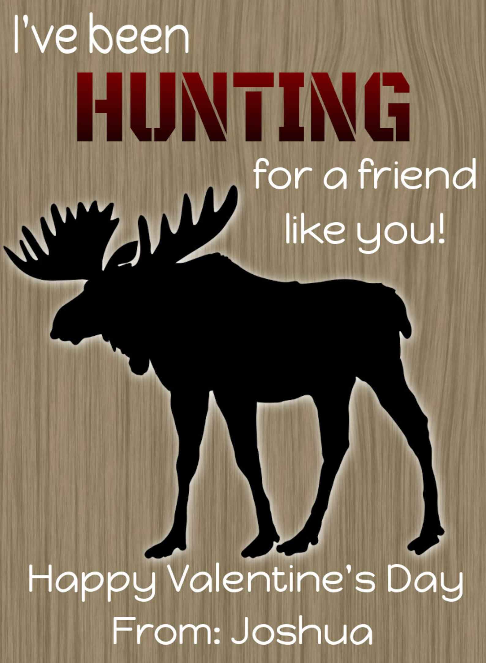 Hunter Valentine Card Template Deer Valentines Cards for Kids | Etsy