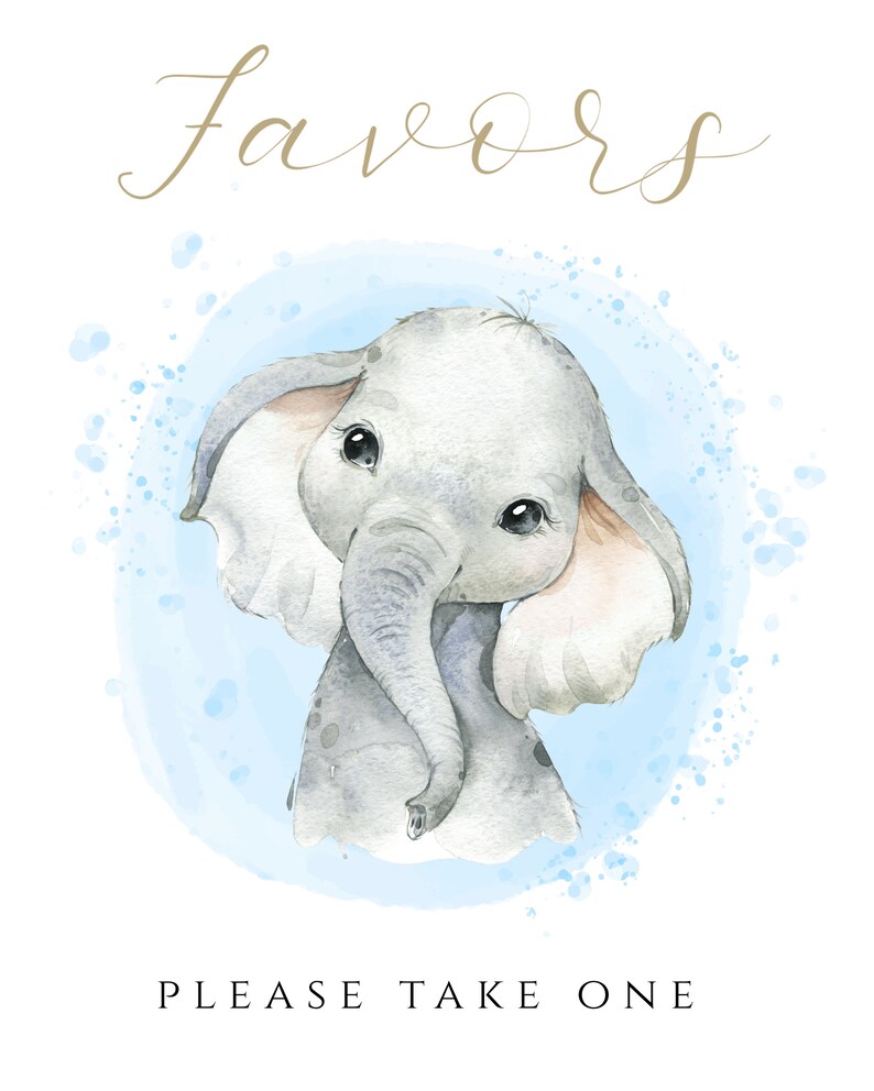 Blue Elephant Baby Shower Sign Bundle Template Set Elephant - Etsy