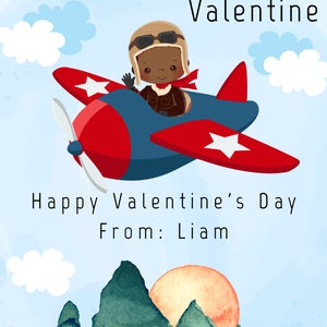 Airplane Valentines Day Card Template, Pilot Valentines Cards for Kids ...