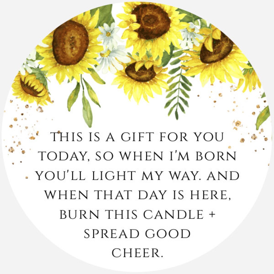 Favor Tag Template for Candle 2 Round Sunflower Favor | Etsy