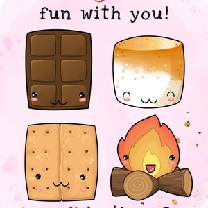 S'more Valentines Day Card Template, Printable Marshmallow Valentines ...