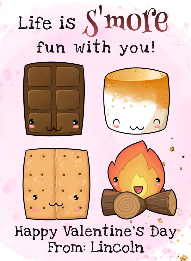 S'more Valentines Day Card Template Printable Marshmallow | Etsy