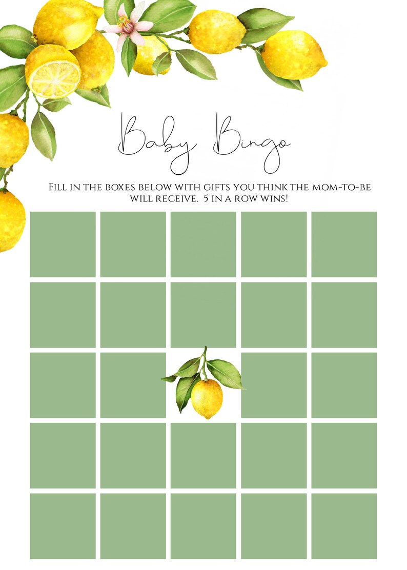 Lemon Baby Shower Game Template Set Game Bundle for Lemon - Etsy