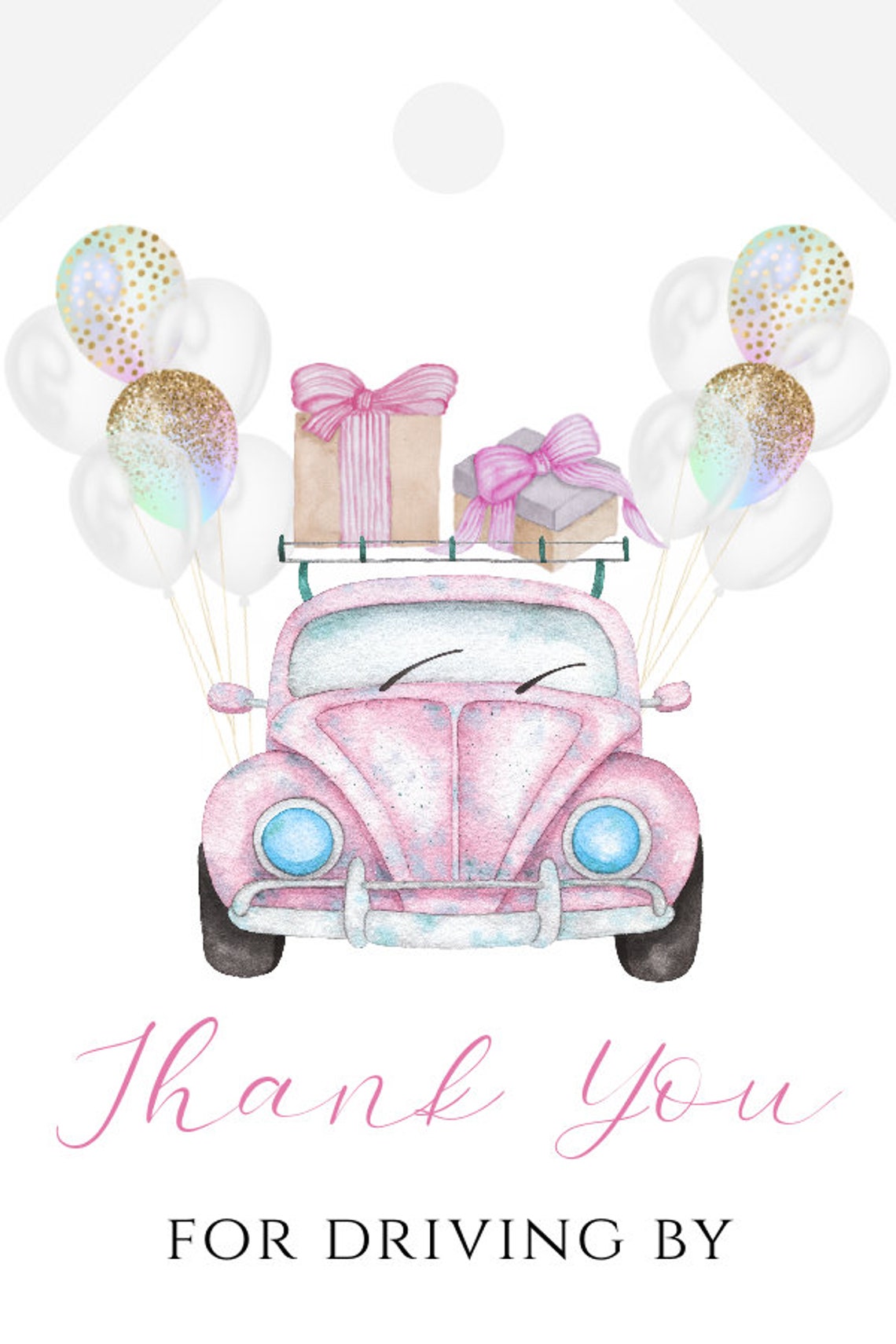 Drive by Baby Shower Favor Tag Template Set, Editable Quarantine Tag ...