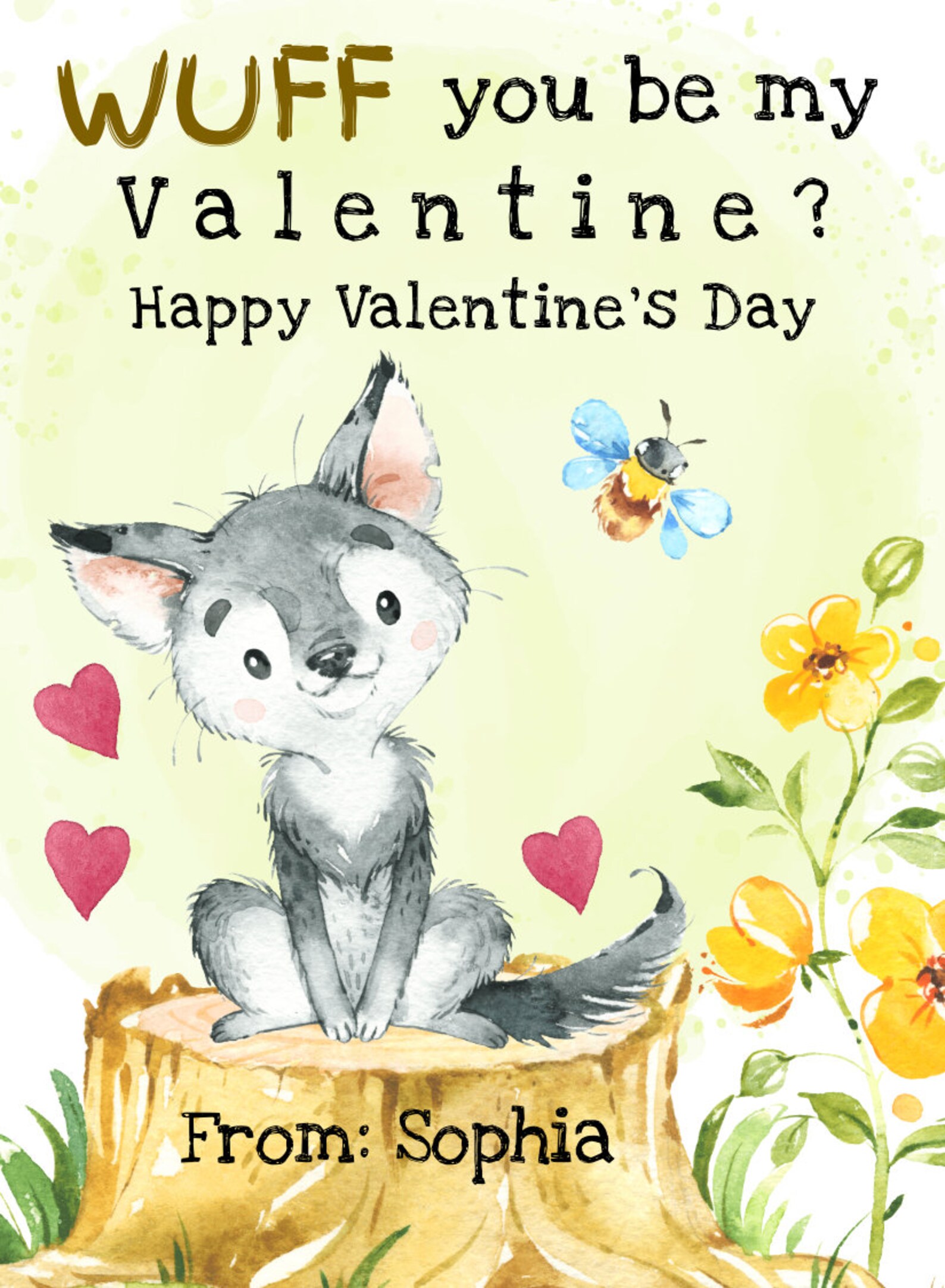 Woodland Animal Valentines Day Card Template Forest Animal - Etsy