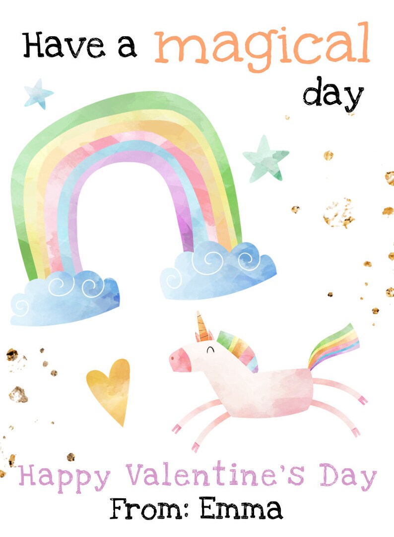 Unicorn Valentines Day Card Template, Unicorn Valentines Cards for Kids ...