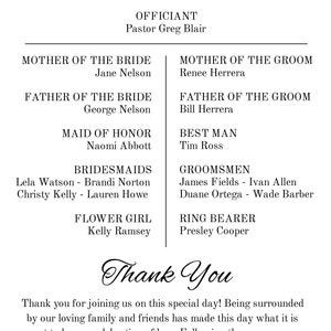 Simple Wedding Program Template, Cursive Script Printable Program, Instant Download, DIY ...