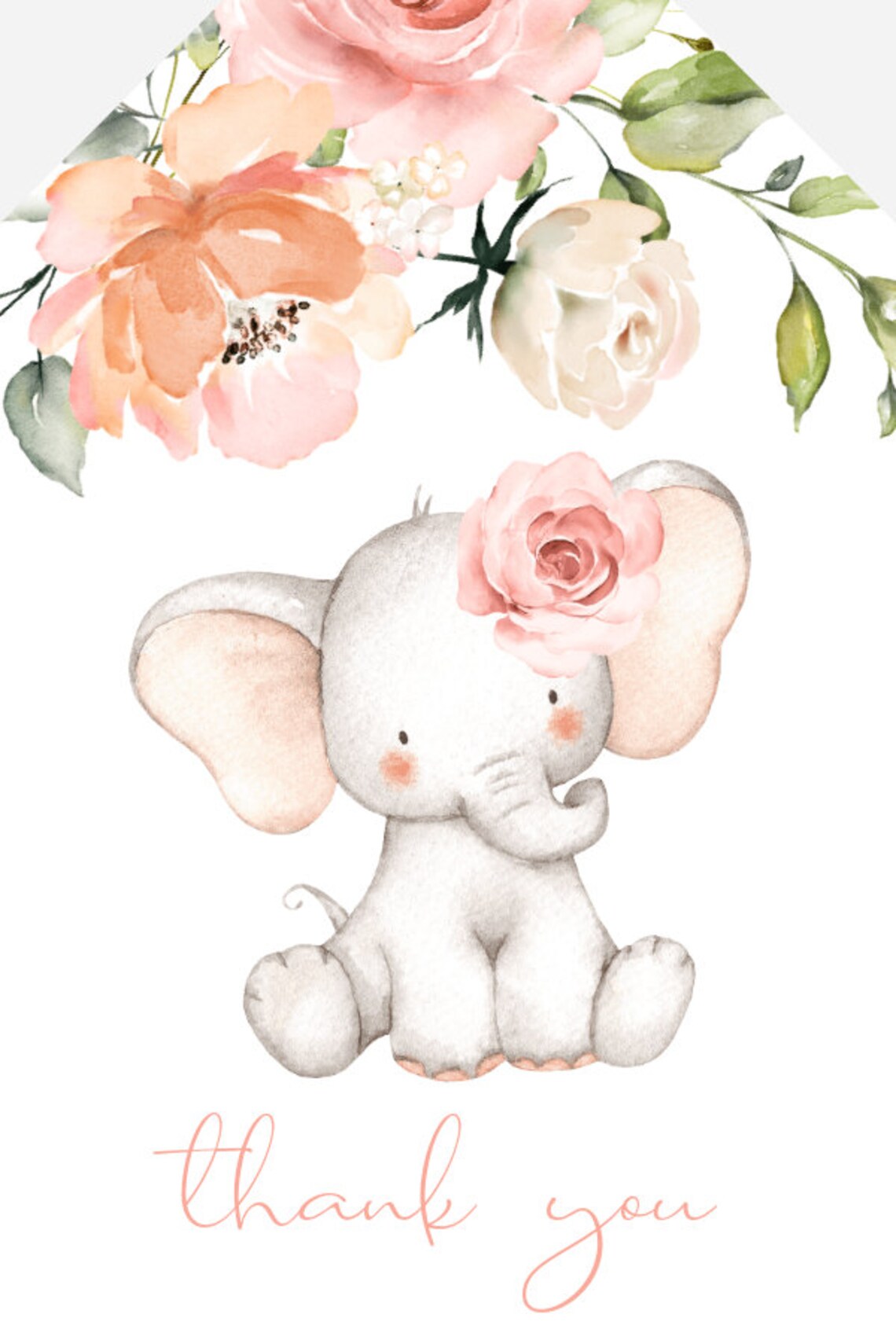 Girl Elephant Favor Tags Template, Gift Tag Printable, Tag Personalized ...