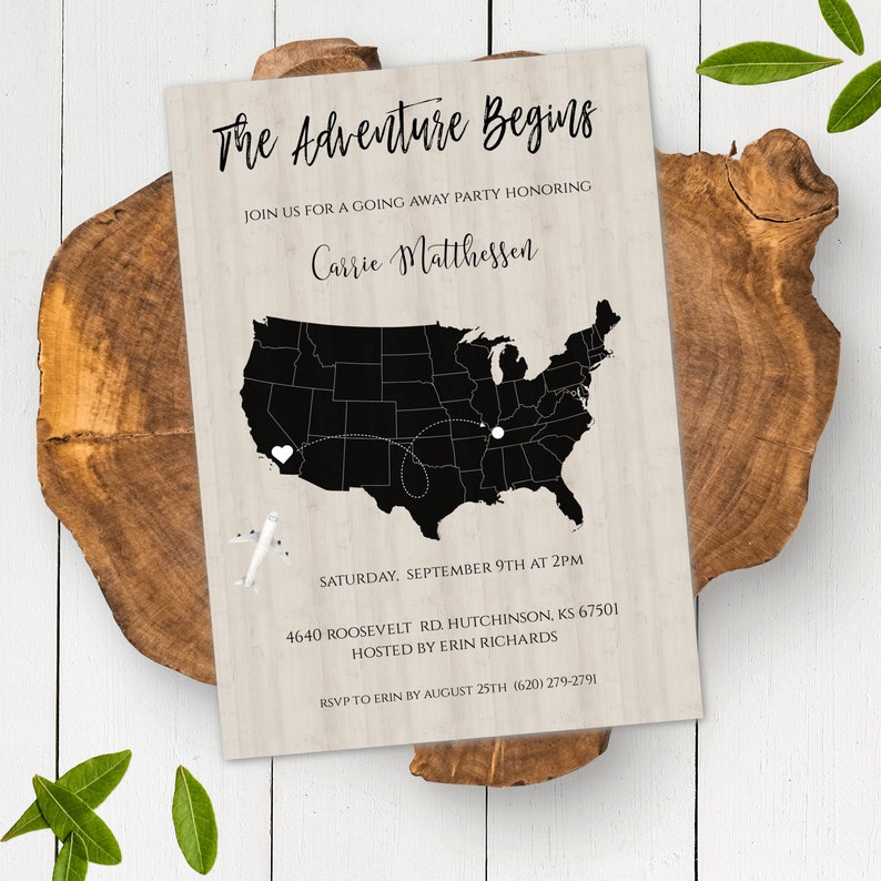 Map Invitation Template DIY Editable Going Away Party Invite - Etsy UK