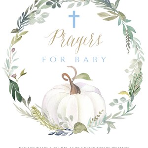 Fall Baptism Sign & Prayer Card Templates, Editable White Pumpkin ...