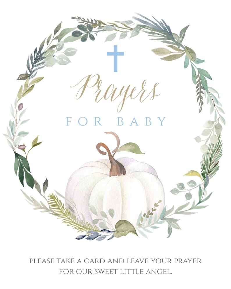 Fall Baptism Sign & Prayer Card Templates Editable White | Etsy