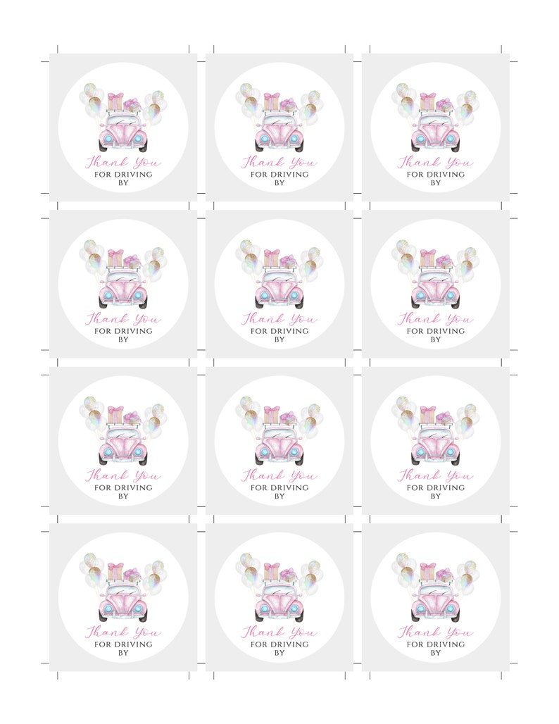 Drive by Baby Shower Favor Tag Template Set Editable - Etsy