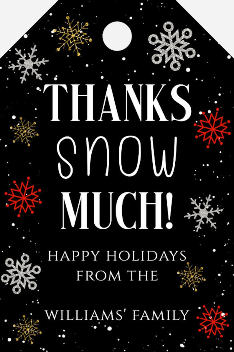 Thanks Snow Much Gift Tag Template Warm and Cozy Holiday Gift | Etsy