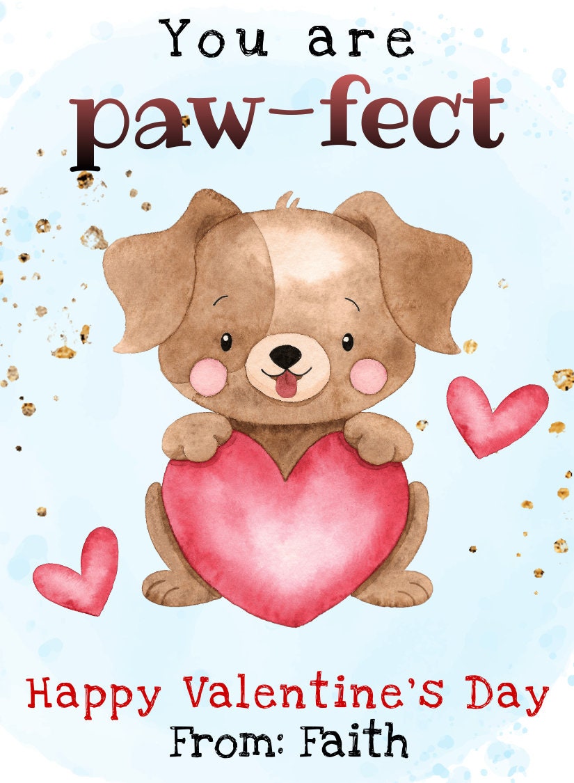 Cats Dogs Valentines Day Card Template Printable Cat | Etsy