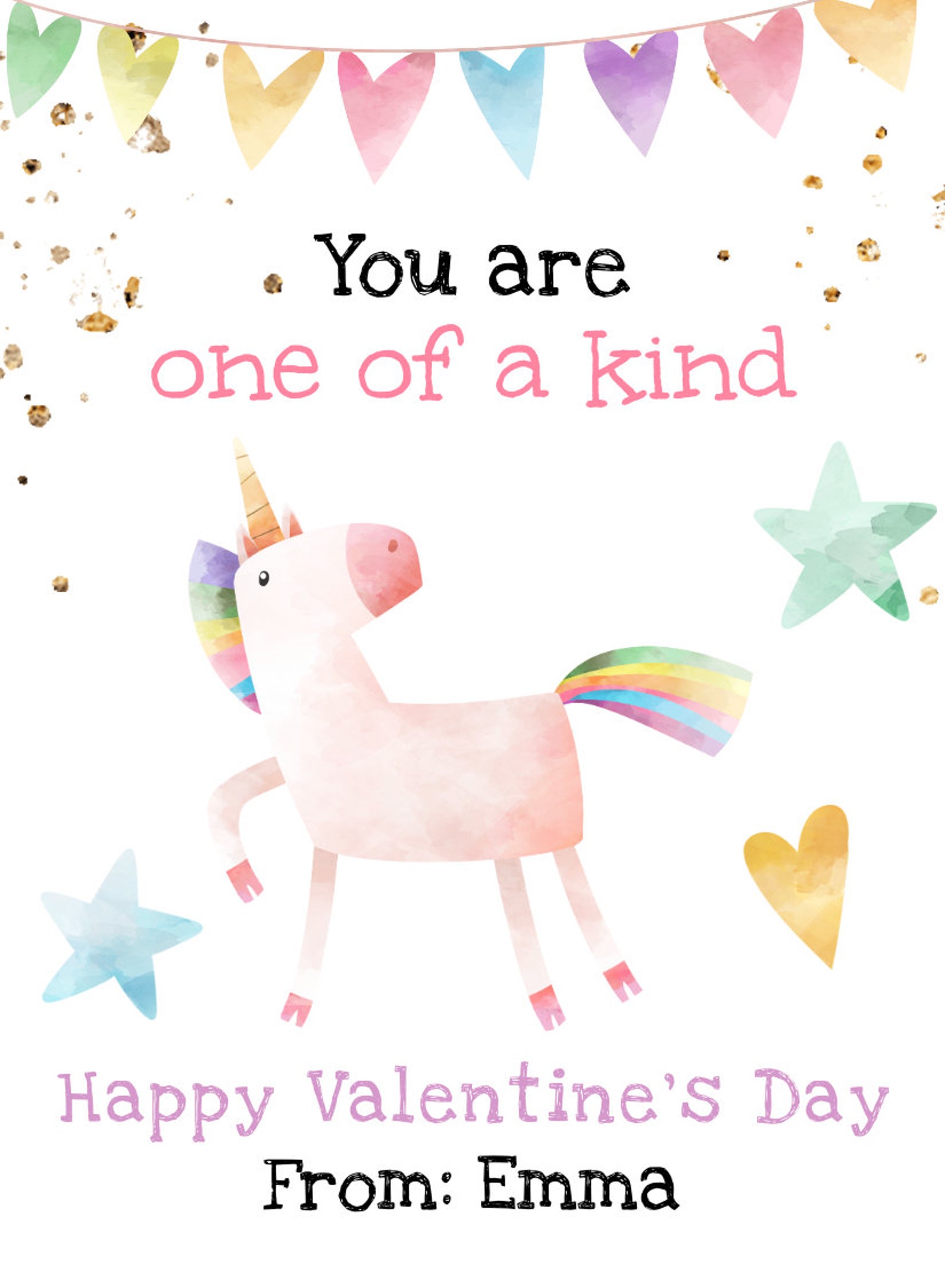 Unicorn Valentines Day Card Template Unicorn Valentines Cards | Etsy