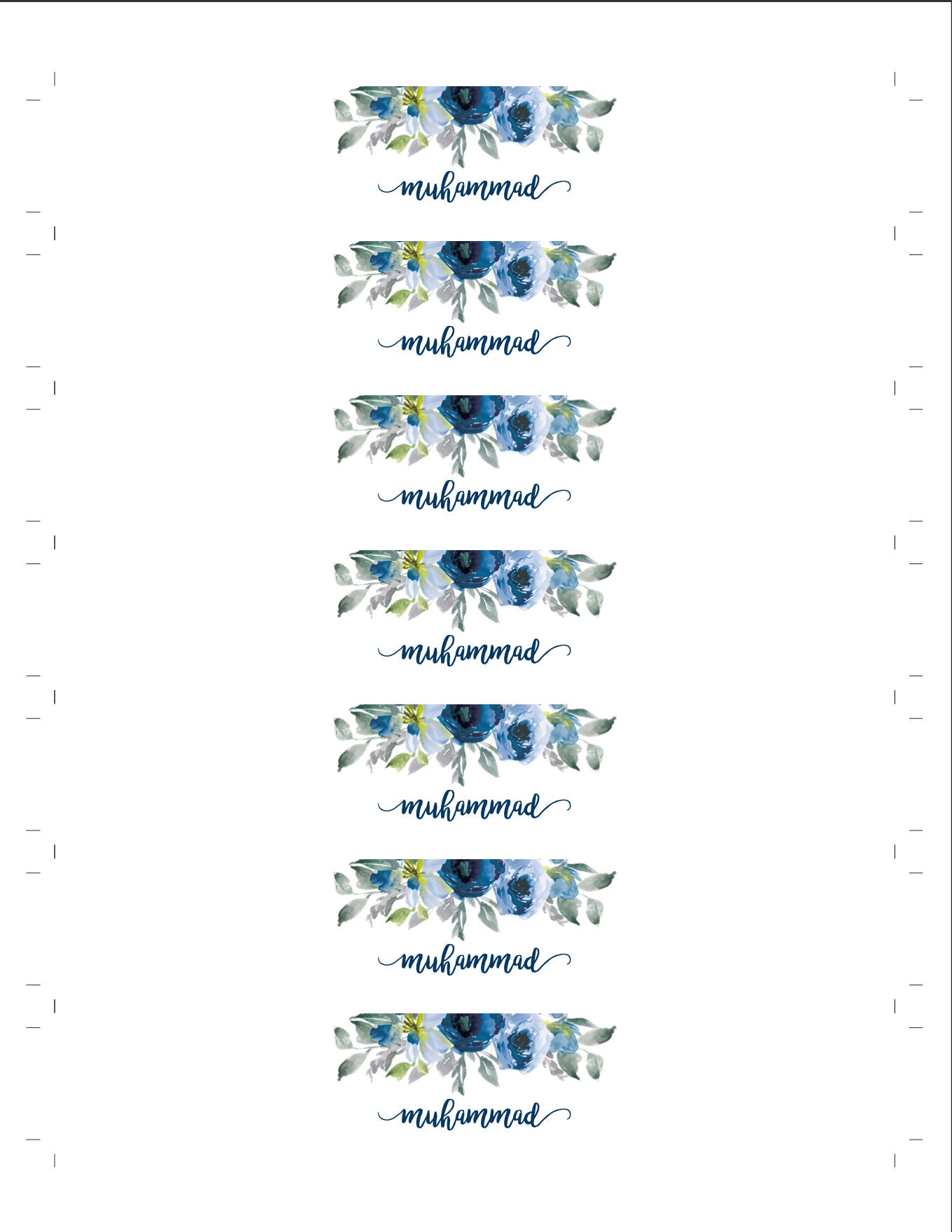 Blue Floral Mini Water Bottle Label Template for Boy Baby Shower, Decor ...