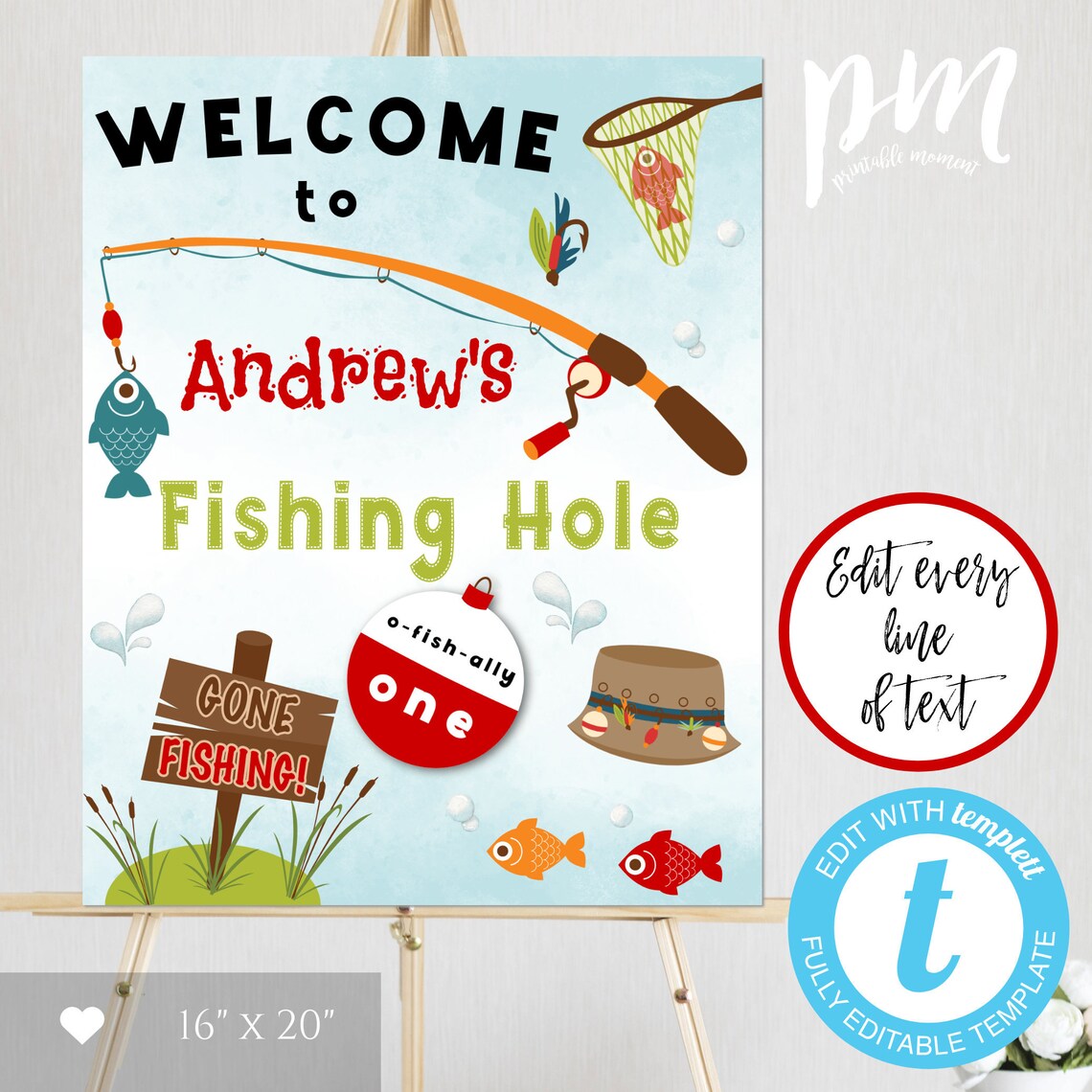 Fishing Birthday Welcome Sign Template 16 x 20 Welcome Poster | Etsy