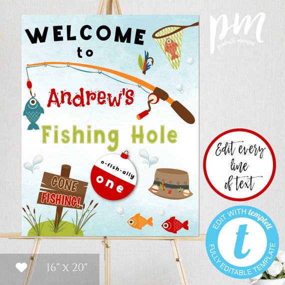 Fishing Birthday Welcome Sign Template 16 x 20 Welcome Poster | Etsy