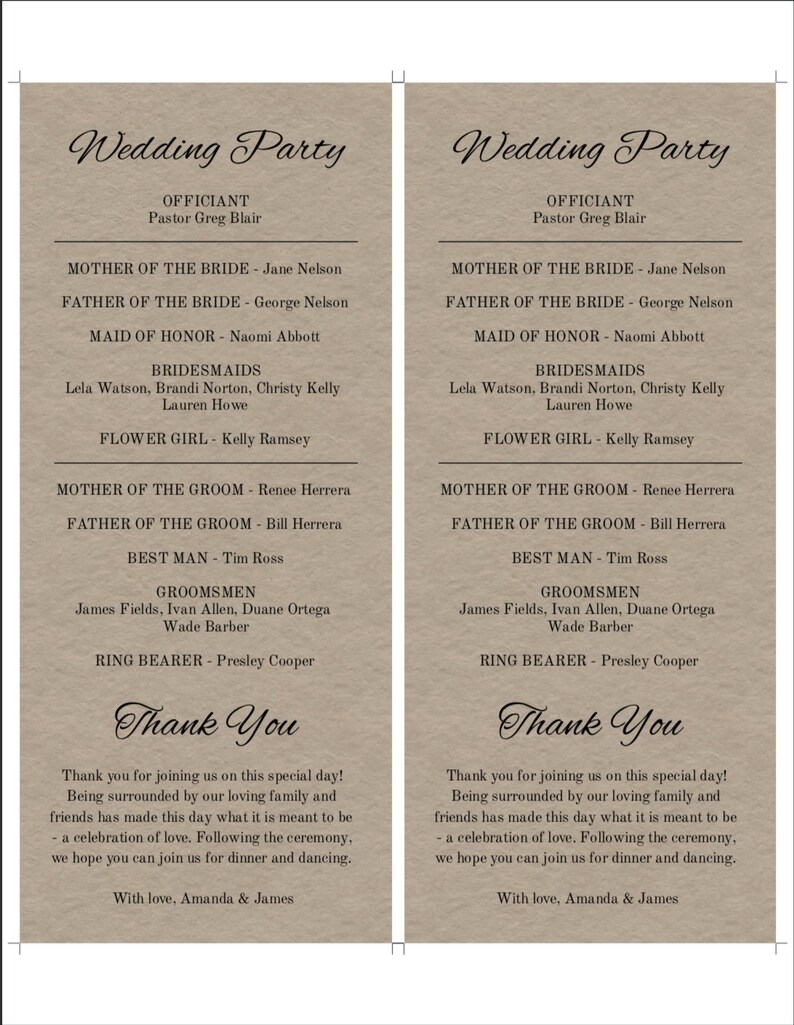 Rustic Printable Wedding Program Template Instant Download | Etsy