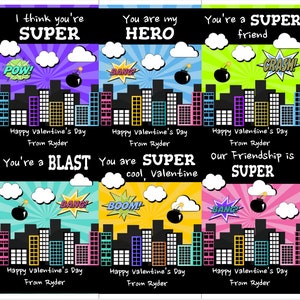 Super Hero Valentines Day Card Template, Superhero Valentine Cards for ...