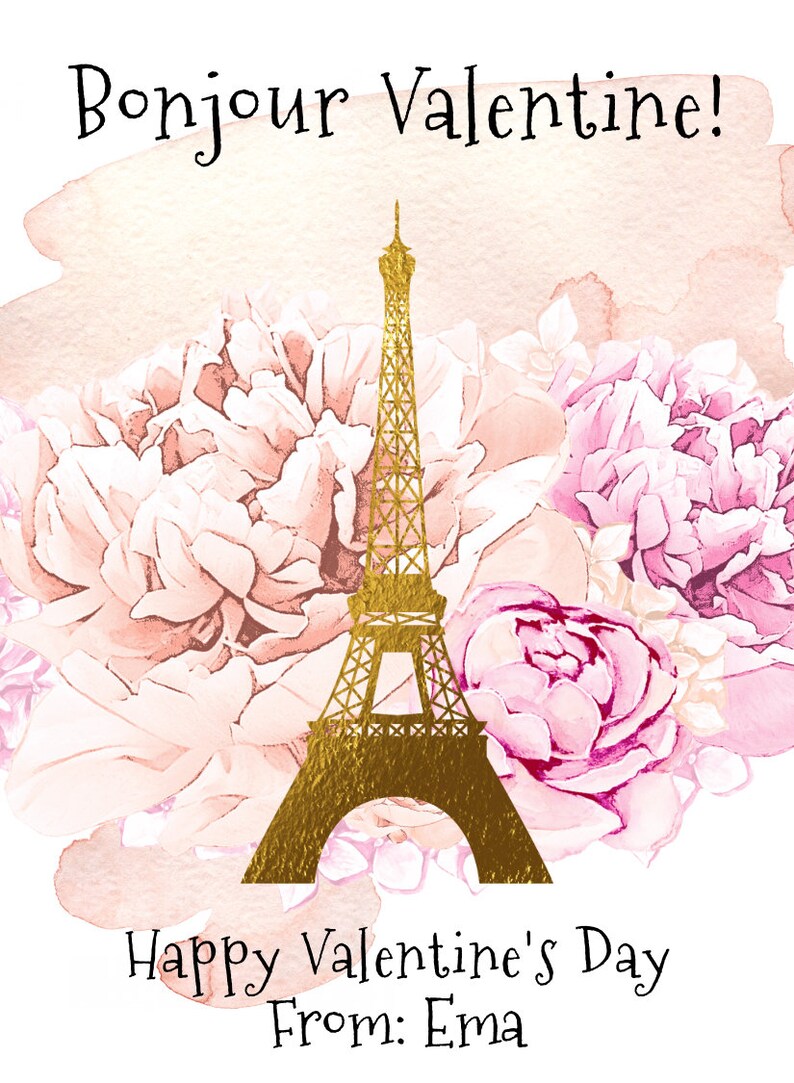 Paris Valentines Day Card Template, Eiffel Tower Valentines Cards for ...
