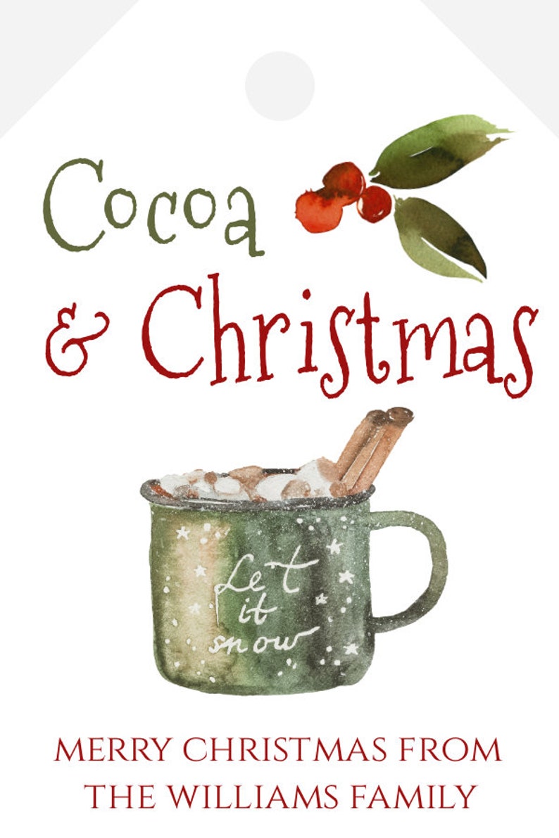 Cocoa and Christmas Gift Tag Template With Hot Chocolate - Etsy