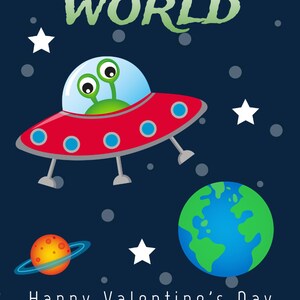 Space Valentine Card Template, Outer Space Valentines Cards for Kids ...