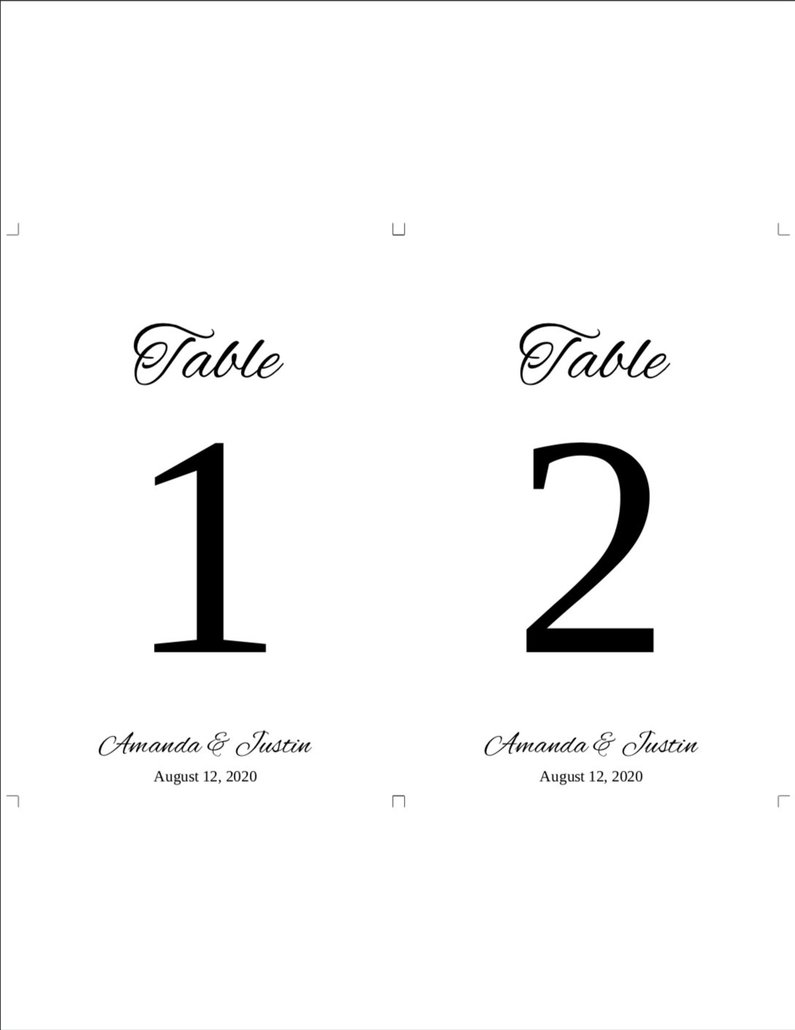 Wedding Table Numbers Template 4x6 Printable Table Number | Etsy