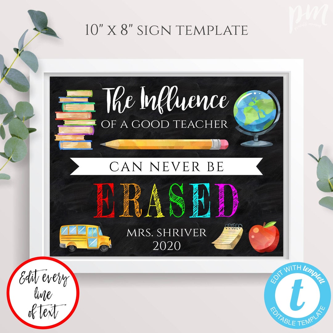 Gift for Teacher, Teacher Appreciation Sign Template, Thank You Teacher ...