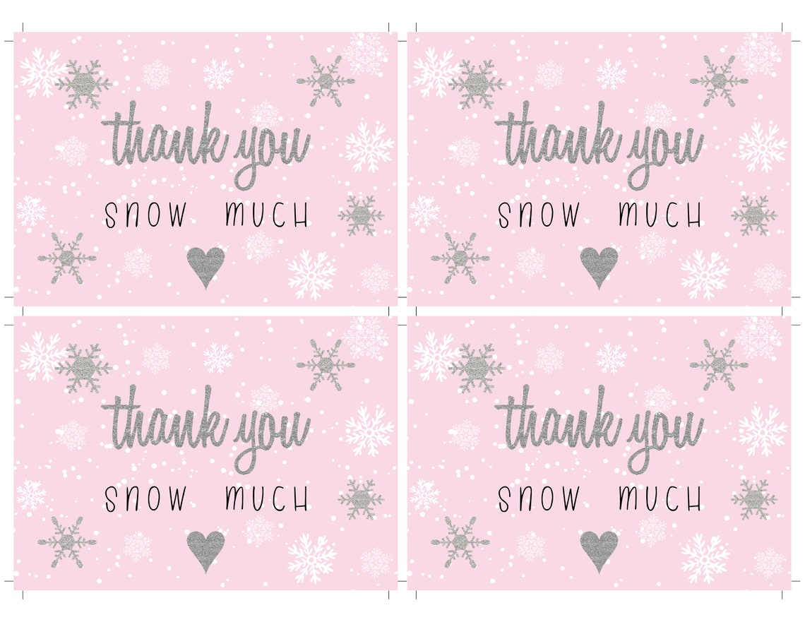 Winter One-derland Thank You Snow Much Card Template Pink - Etsy
