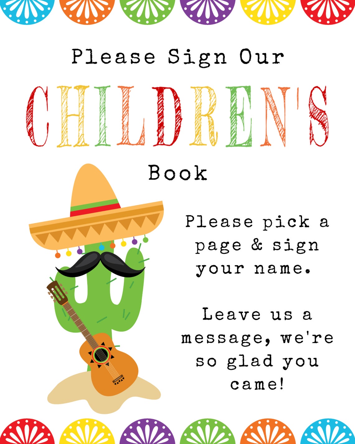 Fiesta Baby Shower Children's Book Sign Template - Etsy