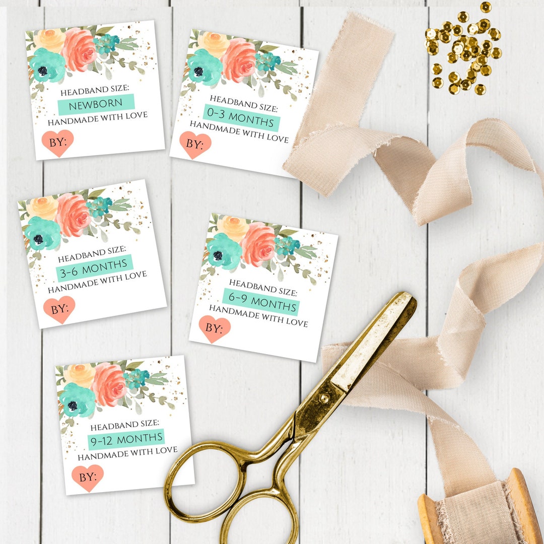 Mint and Coral Headband Tag Template for Baby Shower, Printable ...