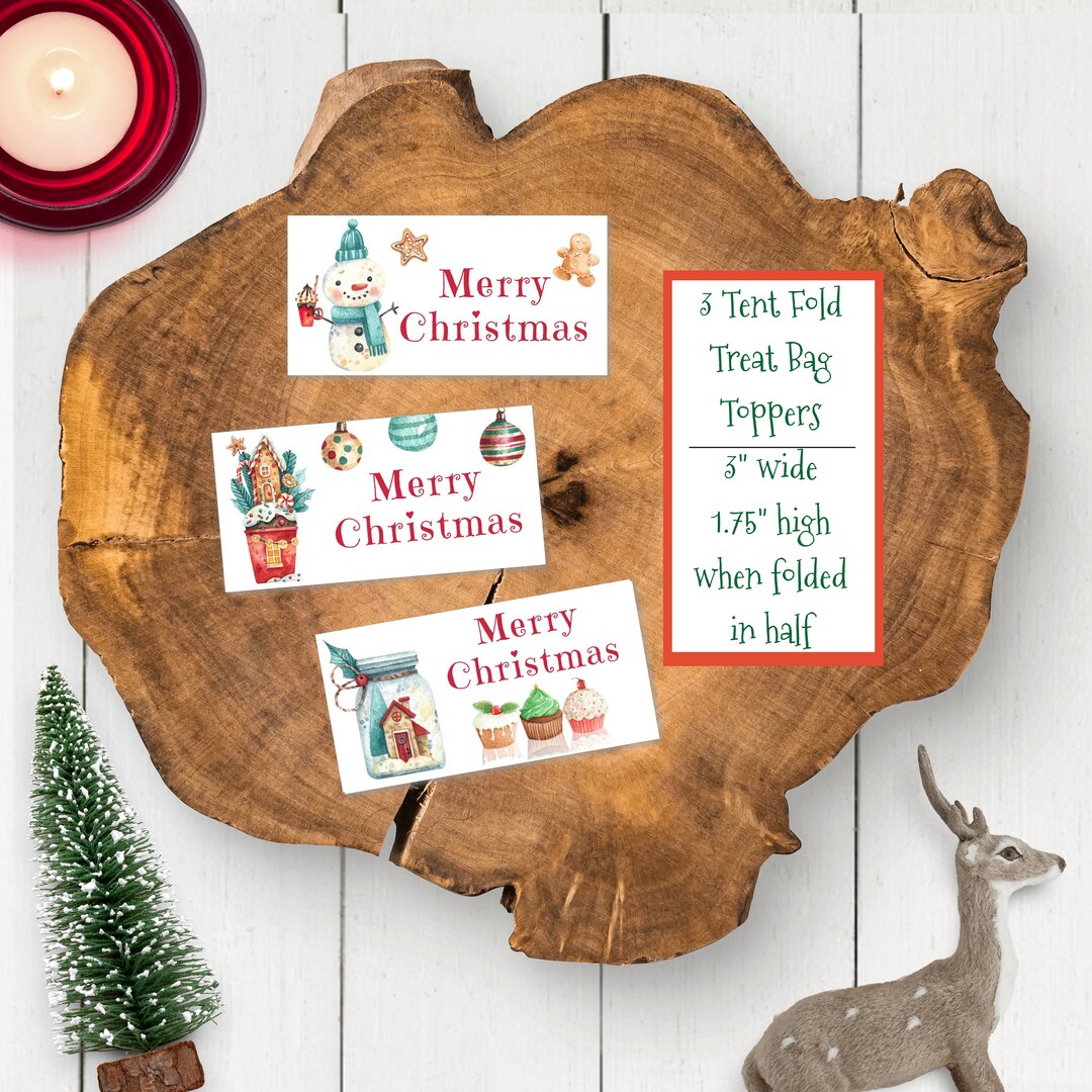Editable Christmas Favor Tag Template, Merry Christmas Treat Topper ...