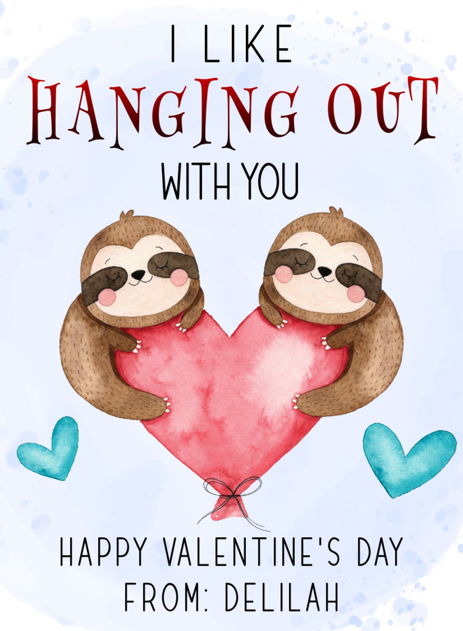 Sloth Valentine Card Template, Hedgehog Valentines Cards for Kids ...