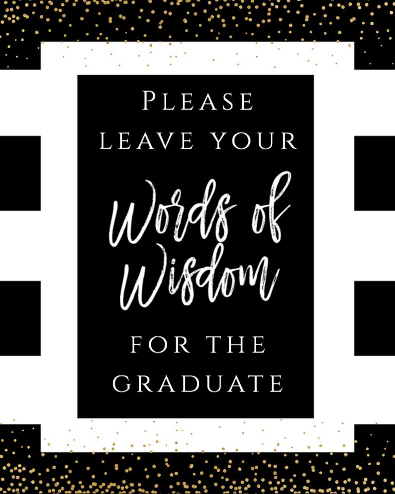 College Graduation Words of Wisdom Sign Cards Template | Etsy