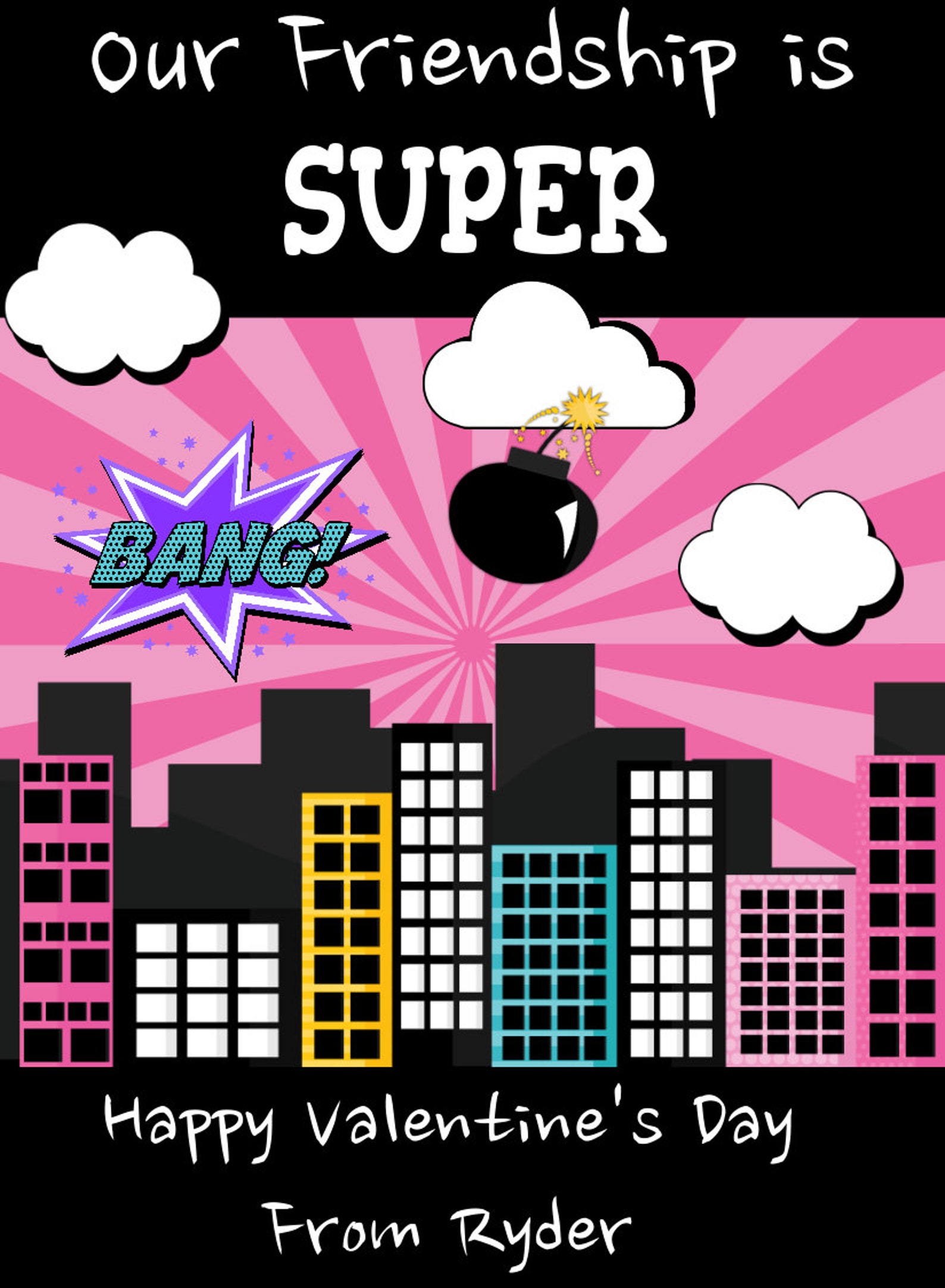 Super Hero Valentines Day Card Template Superhero Valentine - Etsy