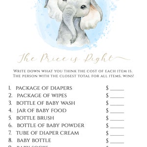 Blue Elephant Baby Shower Game Bundle Template Set, Elephant Shower ...
