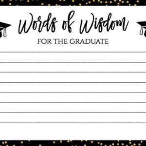 College Graduation Words of Wisdom Sign + Cards Template, Class of 2020 ...